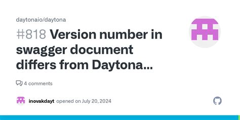 Version Number In Swagger Document Differs From Daytona Version Number