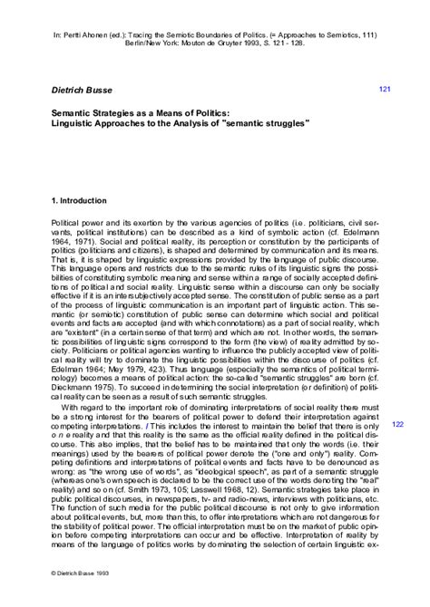 Pdf Semantic Strategies As A Means Of Politics Linguistic Approaches