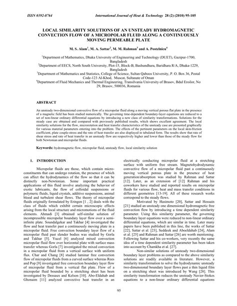 Pdf Local Similarity Solution Of Unsteady Hydromagnetic Convection