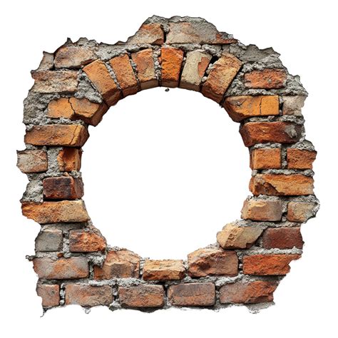 Cassé Brique Mur Avec Circulaire Ouverture Mettant En Valeur Brut