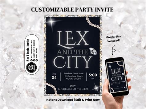Chic Sex And The City Themed Party Invitation Editable 5x7 Canva