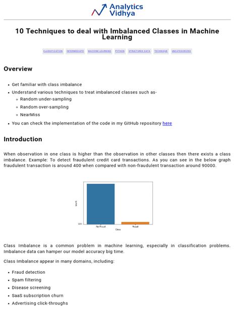 10 Techniques To Deal With Class Imbalance In Machine Learning Pdf