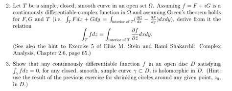 solved 2 let t be a simple closed smooth curve in an open
