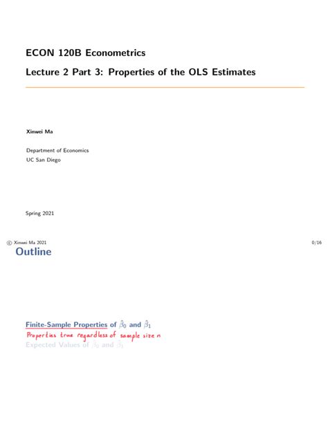 Lecture 2 3properties Of The Ols Estimates Pdf Errors And