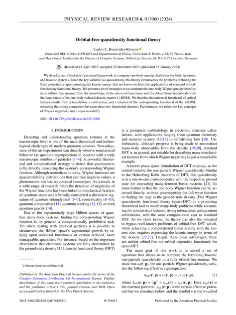 Pdf Orbital Free Quasidensity Functional Theory
