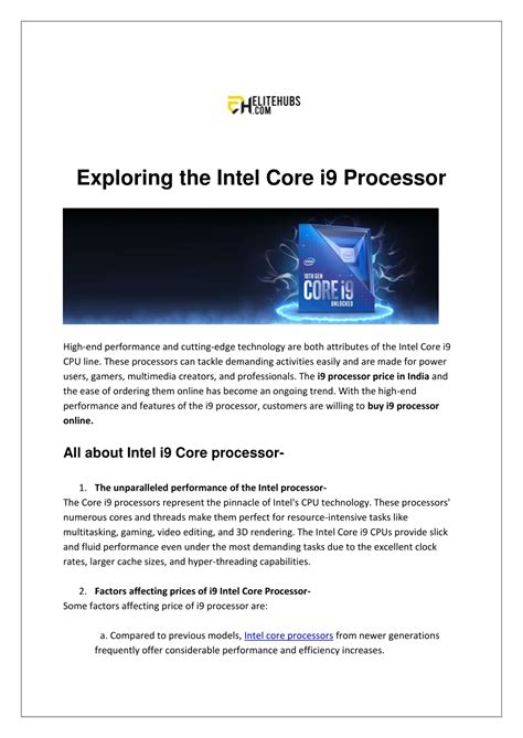 Ppt Exploring The Intel Core I9 Processor Powerpoint Presentation Free Download Id 12937913