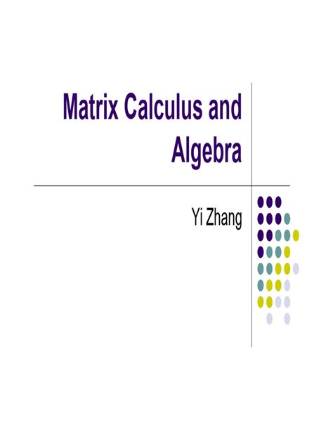 Matrix Calculus Algebra Pdf Teaching Methods And Materials