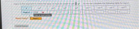 Solved Log X Is The Exponent To Which The Base Must Be Chegg Com