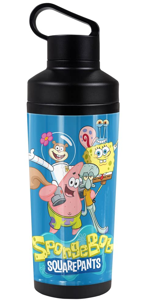 Spongebob Official Spongebob Group Shot 18 Oz Insulated Water Bottle Leak Resistant Vacuum