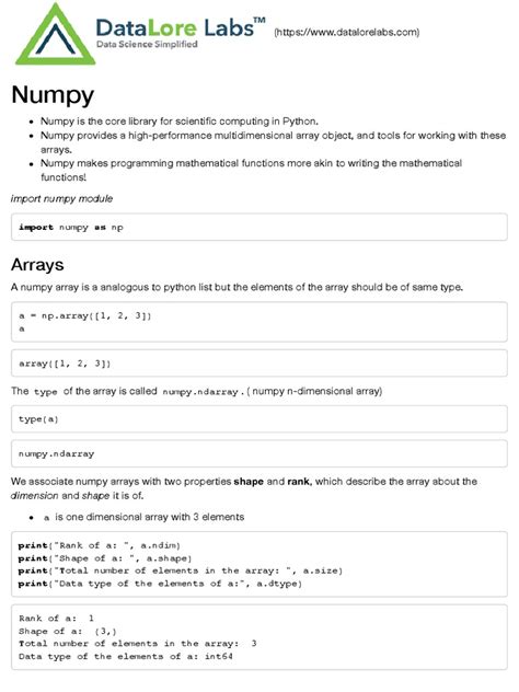 Numpy Basics Pdf Array Data Type Linear Algebra
