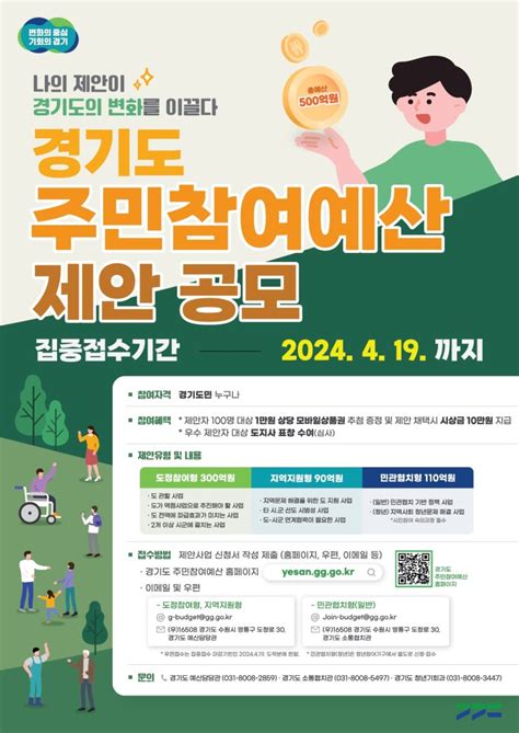 경기도 주민참여예산 제안사업 집중접수 500억원 지원 파이낸셜뉴스