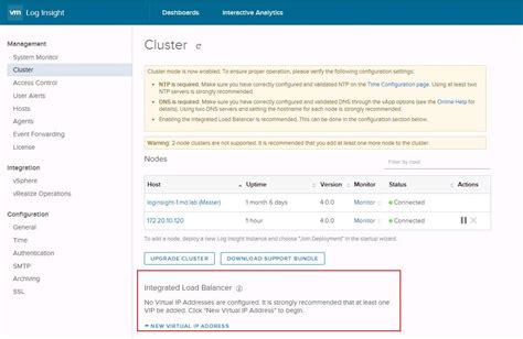 Enabling Vmware Vrealize Log Insight Integrated Load Balancer
