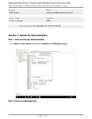 Implementing Access Controls With Windows Active Directory Lab Course Hero