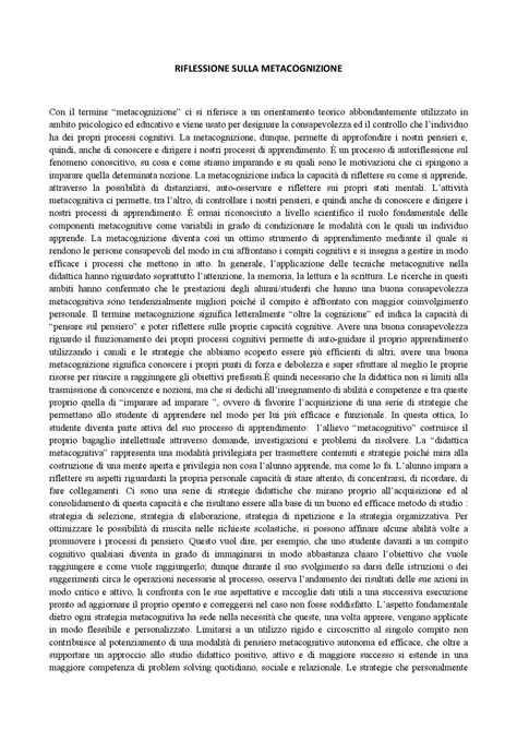 Riflessione Metacognitiva Docsity