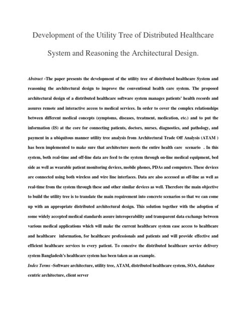 Development Of The Utility Tree Pdf Health System Software