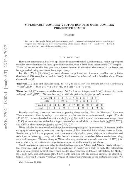 PDF Metastable Complex Vector Bundles Over Complex Projective Spaces