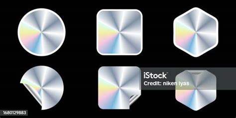 홀로그램 스티커 홀로그램 레이블 집합 격리 디자인 모형을 위한 스티커 모양 고급에 대한 스톡 벡터 아트 및 기타 이미지 고급 그라데이션 기하 도형 Istock