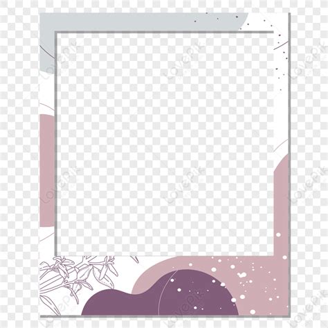 Blue Purple Polaroid Plant Decoration Photo Frame Border Photographic Paper Texture Png Image