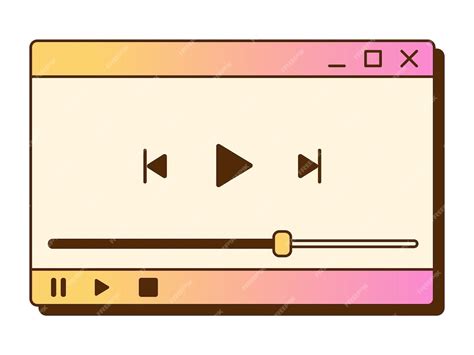 벡터 Y2k 비디오 플레이어 창 향수를 불러일으키는 Ui Retro Vaporwave 컴퓨터 인터페이스 진행률 표시줄이 있는 그라데이션 창 비디오 시청 프리미엄 벡터