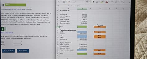 solved excel online structured activity roe and roicbaker