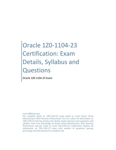 Ppt Oracle 1z0 1104 23 Certification Exam Details Syllabus And Questions Powerpoint