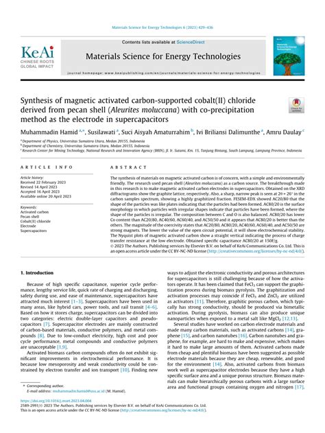 Pdf Synthesis Of Magnetic Activated Carbon Supported Cobaltii Chloride Derived From Pecan