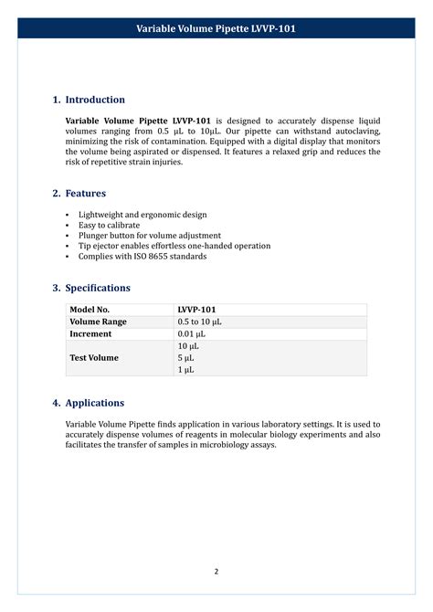 Variable Volume Pipette LVVP 101 Operating Manual Labtron