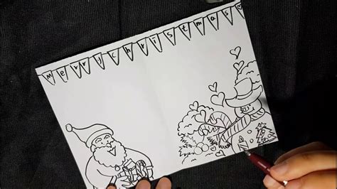 다이소 색연필로 초간단 크리스마스 카드만들기 그림그리기 손그림 Youtube