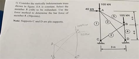 Solved 1 Consider The Statically Indeterminate Truss Shown