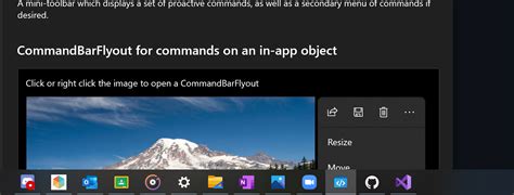 commandbarflyout content extends beyond the taskbar · issue 4881