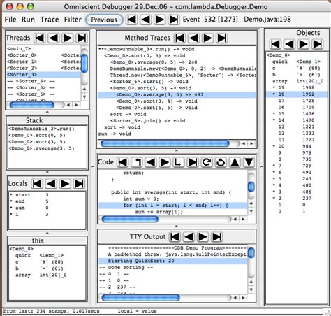 the debugger works by collecting time stamps which record