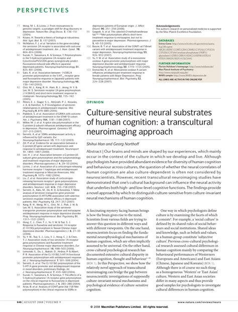 Pdf Culture Sensitive Neural Substrates Of Human Cognition A Transcultural Neuroimaging Approach