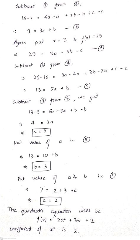 Solved A Certain Quadratic Function Has A Graph Which Contains The
