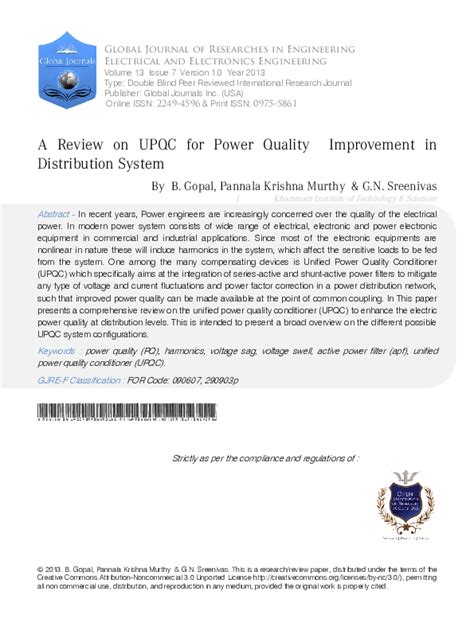 Pdf A Review On Upqc For Power Quality Improvement In Distribution System