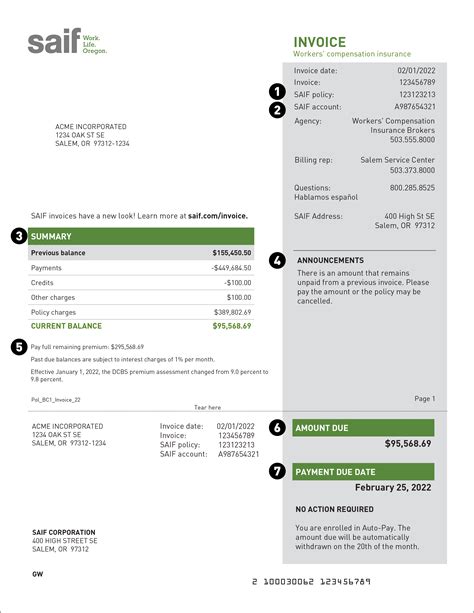 Worker Comp Insurance Invoice