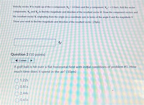 solved velocity vector v is made up of the x component