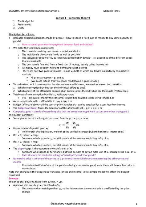 ECO Intermediate Microeconomics Lecture And Textbook Notes Warning TT Undefined