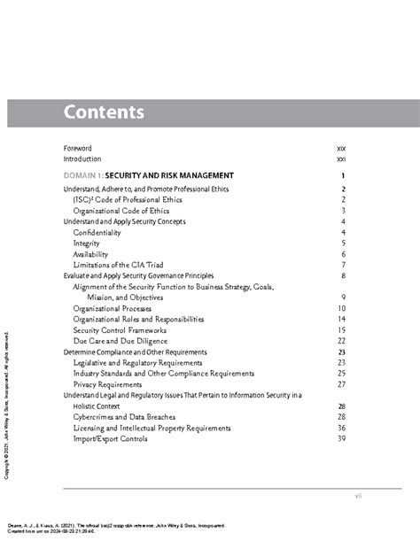 The Official Isc2 Cissp Cbk Reference Contents Vii Contents