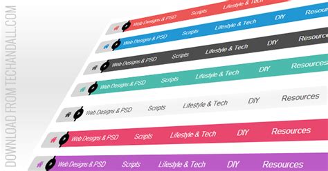 Pure CSS Multicolor Navigation Bar Flat Colors Welcome To Tech ALL