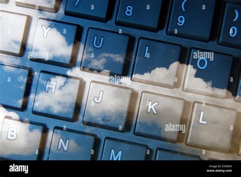 cloud computing a keyboard over a cloud representing the concept of