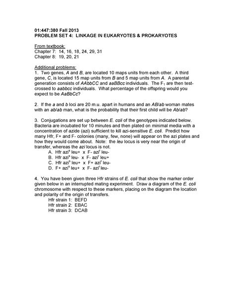 Problem Set 4 01447380 Fall 2013 Problem Set 4 Linkage In