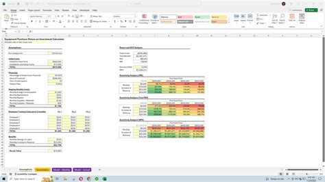 equipment purchase cost benefit analysis template excel xls