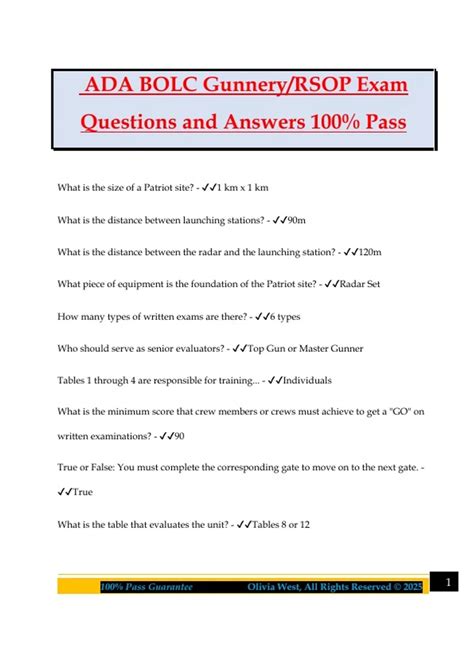 Ada Bolc Gunneryrsop Exam Questions And Answers 100 Pass Rsop