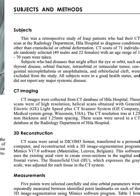 Frontal View Shows Linear Orbital Parameters A Orbital Roof Length Download Scientific