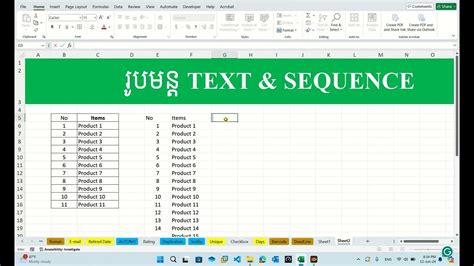 Insert Text Into Sequence Formula រូបមន្ត Sequence Text In Excel Rean