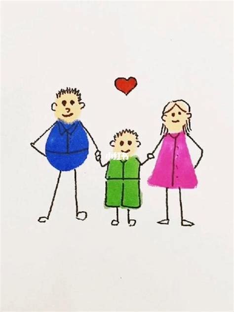 简笔画一家人三口 简笔画一家人三口手牵手 画趣文库（我爱生活）