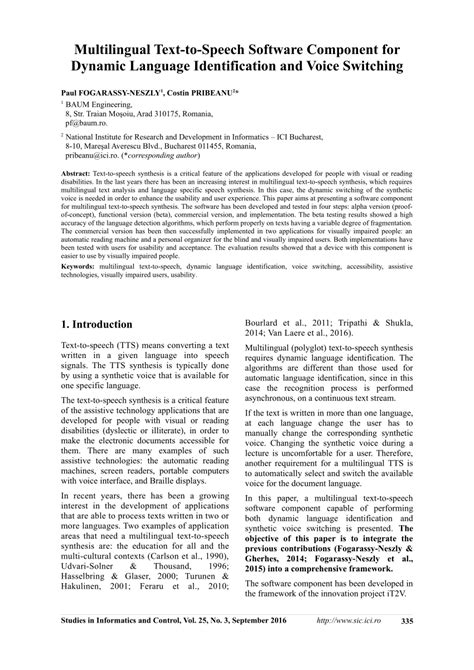 Pdf Multilingual Text To Speech Software Component For Dynamic