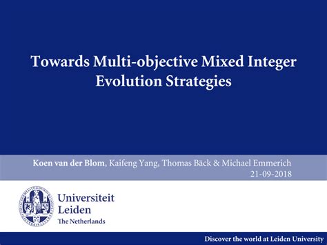 Pdf Towards Multi Objective Mixed Integer Evolution Strategies