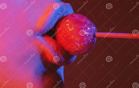 Sexual Lips With Candy Sweet Dreams Oral Sex Blow Job Concept Stock