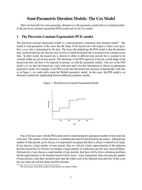 Semi Parametric Duration Models The Cox Model Pdf Errors And Residuals Statistical Inference